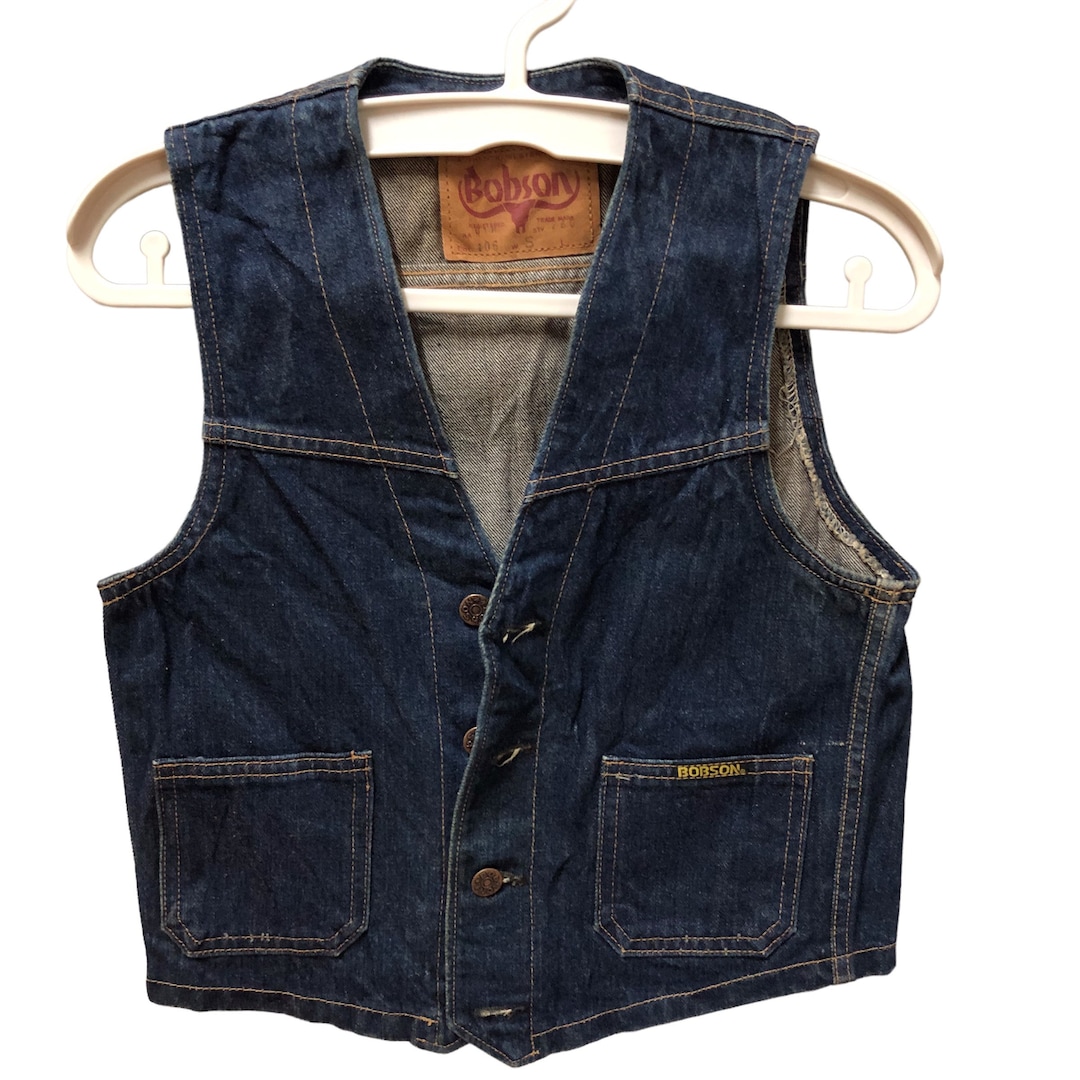 Vintage Bobson Denim Vest Small Size - Etsy
