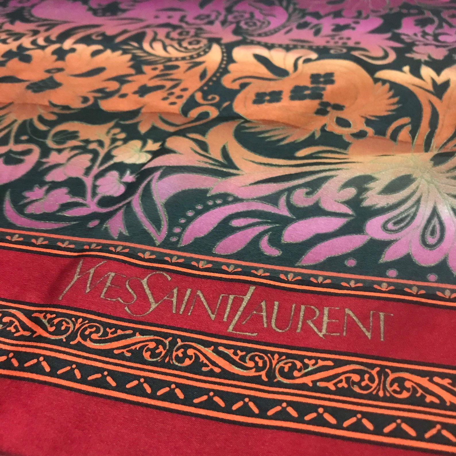 Yves Saint Laurent Ysl Rare Design Silk Scarf - Etsy UK
