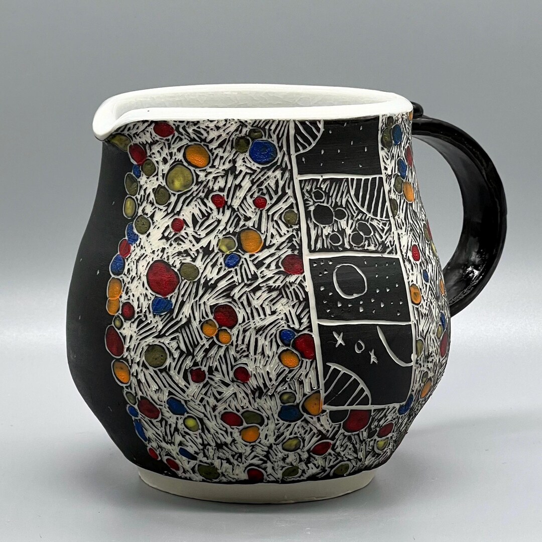 Night Time Sgraffito Pitcher - Etsy