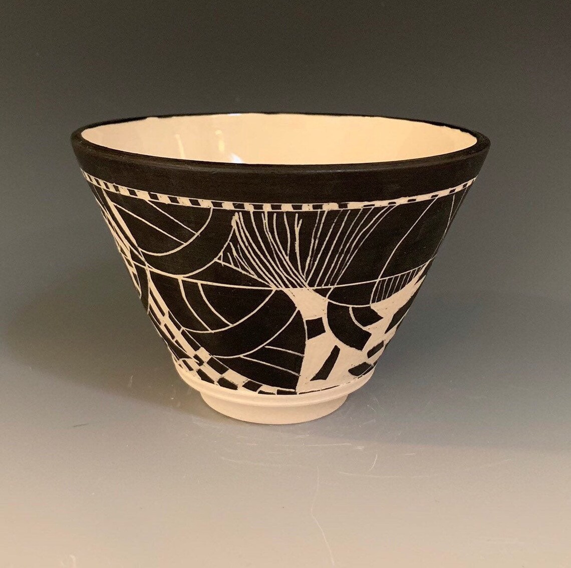 Sgraffito Abstract Porcelain Bowl. - Etsy