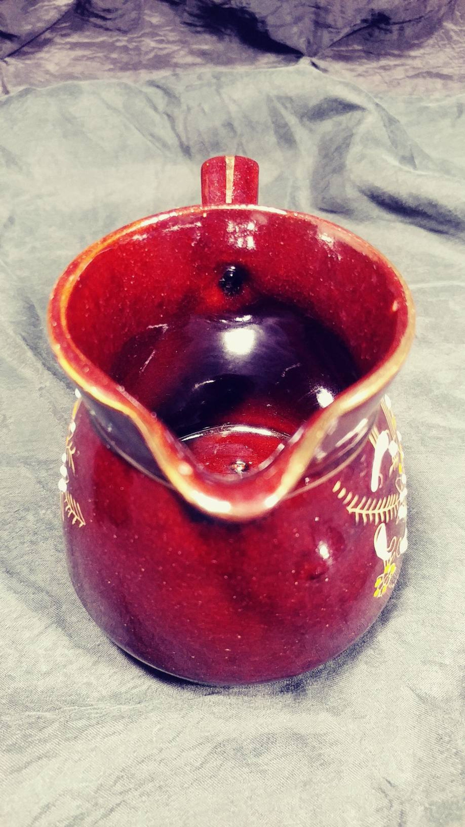 Vintage Japan redware brown with floral moriage detail cream | Etsy