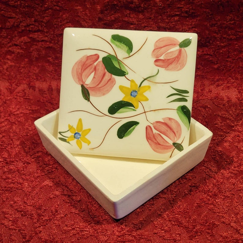 Vintage Blue Ridge Southern Pottery Square Trinket Box Made in - Etsy