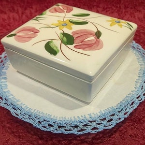 Vintage Blue Ridge Southern Pottery Square Trinket Box Made in the USA ...