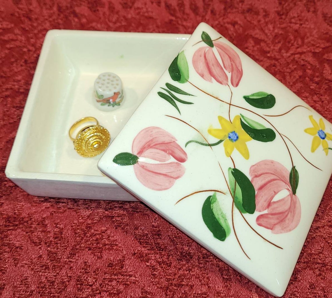 Vintage Blue Ridge Southern Pottery Square Trinket Box Made in - Etsy