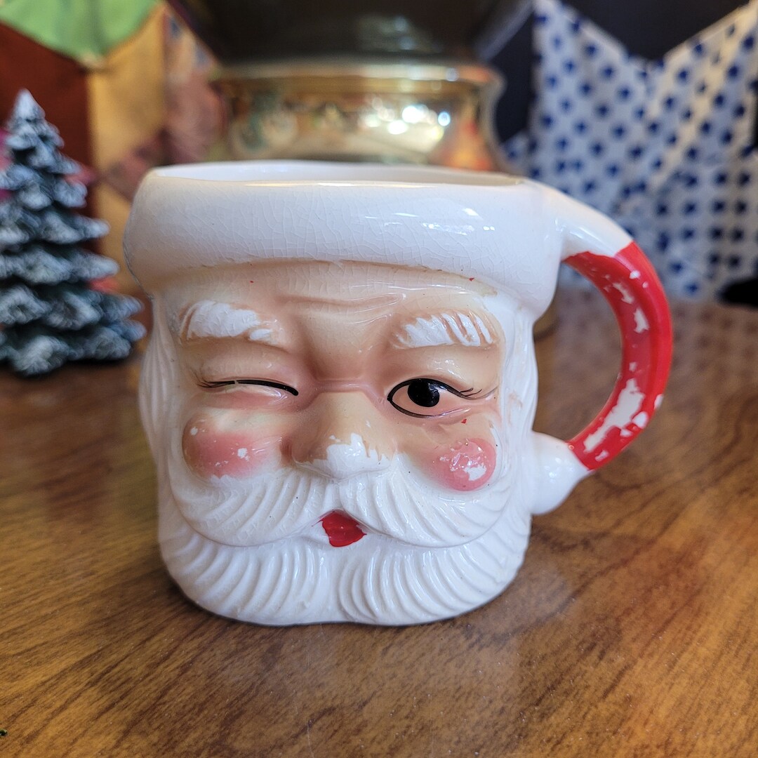 Vintage Christmas Santa Mug See Pics for Details Hand Painted - Etsy