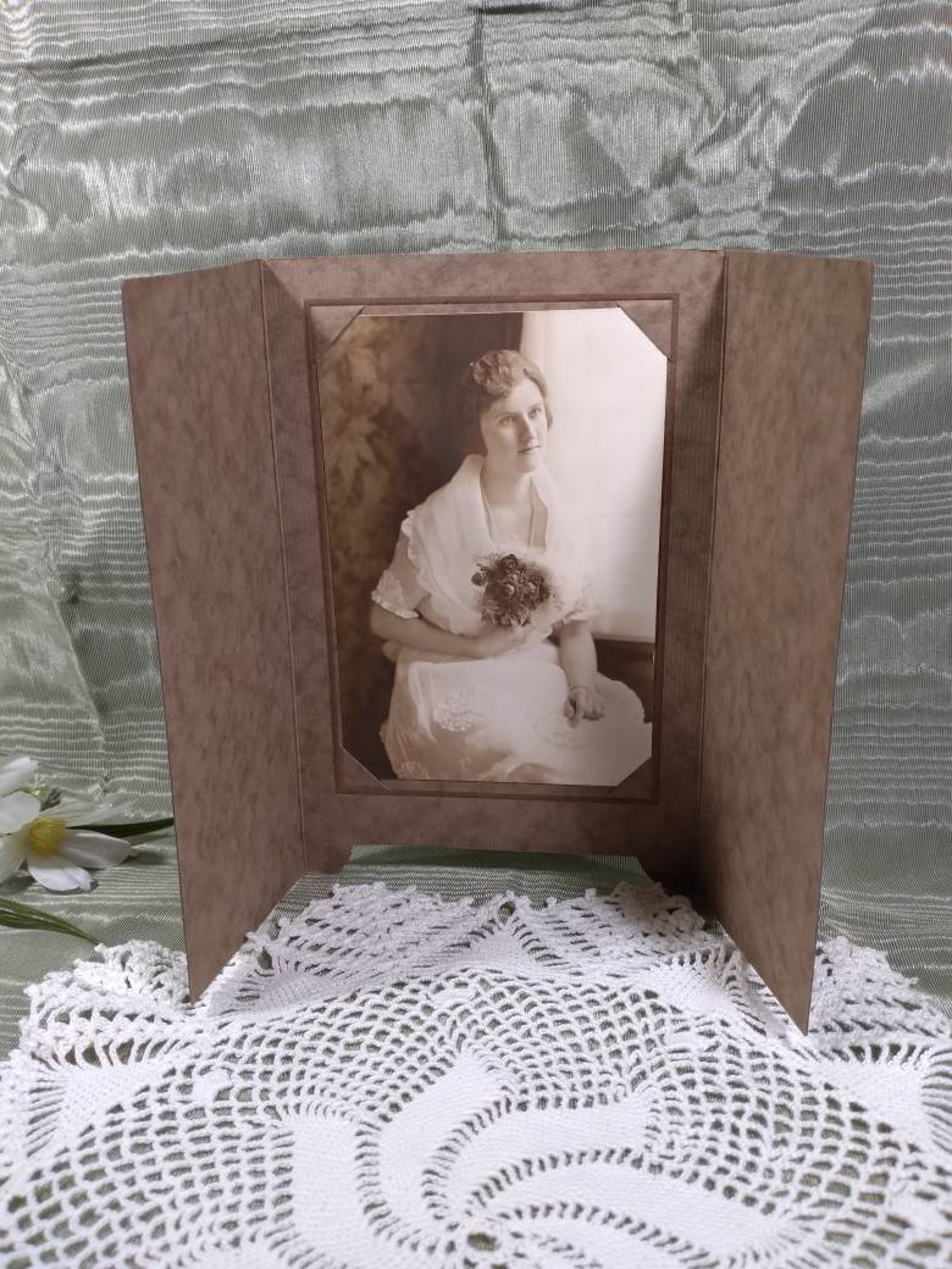 Vintage Wedding Bride Photography Cabinet Card Black and White With Tri ...
