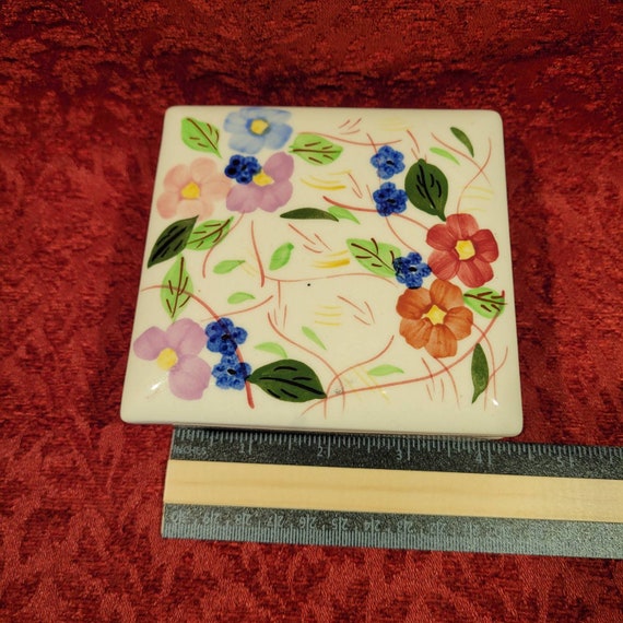 Vintage Blue Ridge Southern pottery square trinket Bo… - Gem
