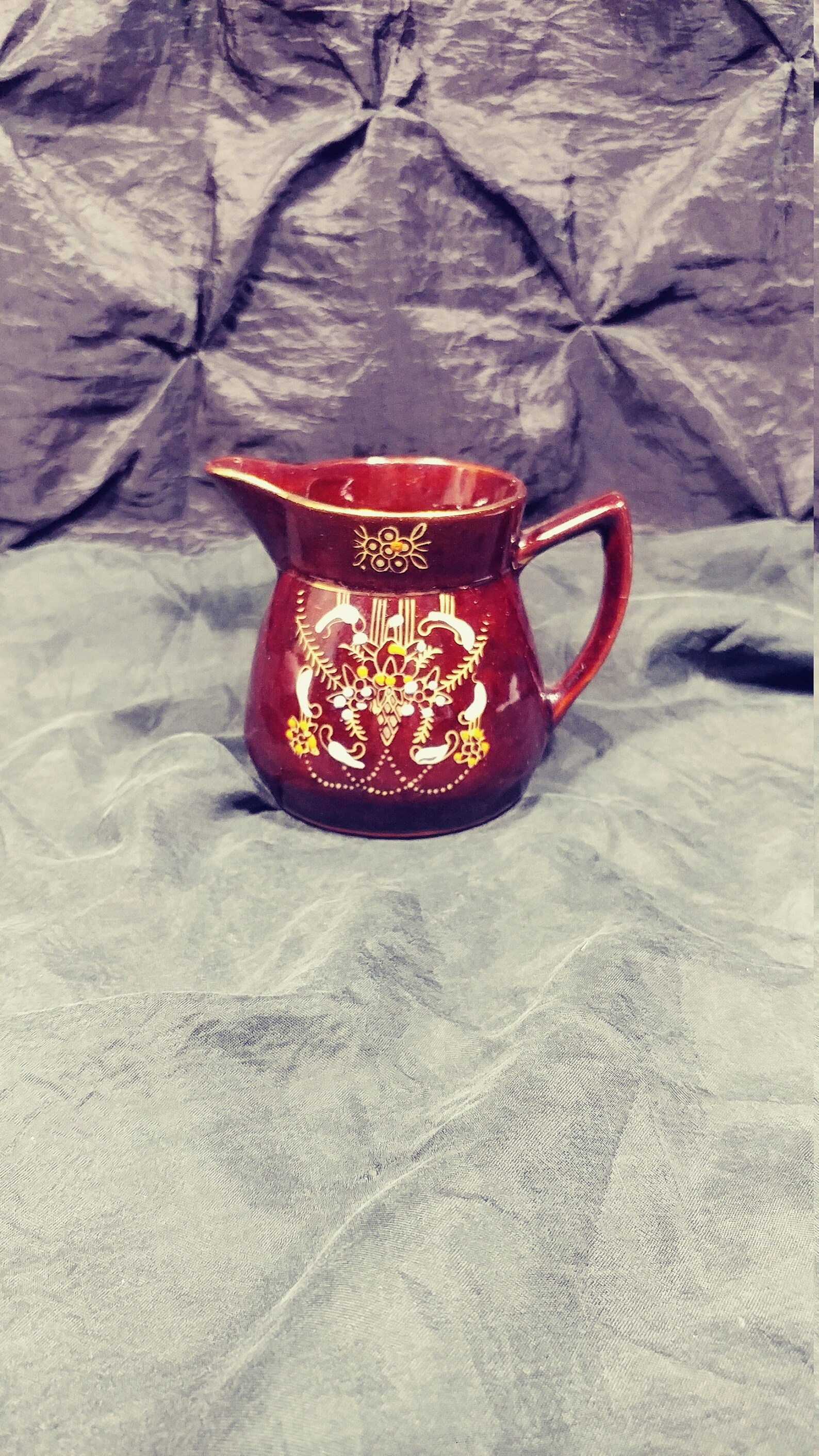 Vintage Japan redware brown with floral moriage detail cream | Etsy