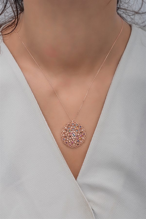 Silver Islamic Pattern Necklace Handcrafted Indian Pattern Necklace ...