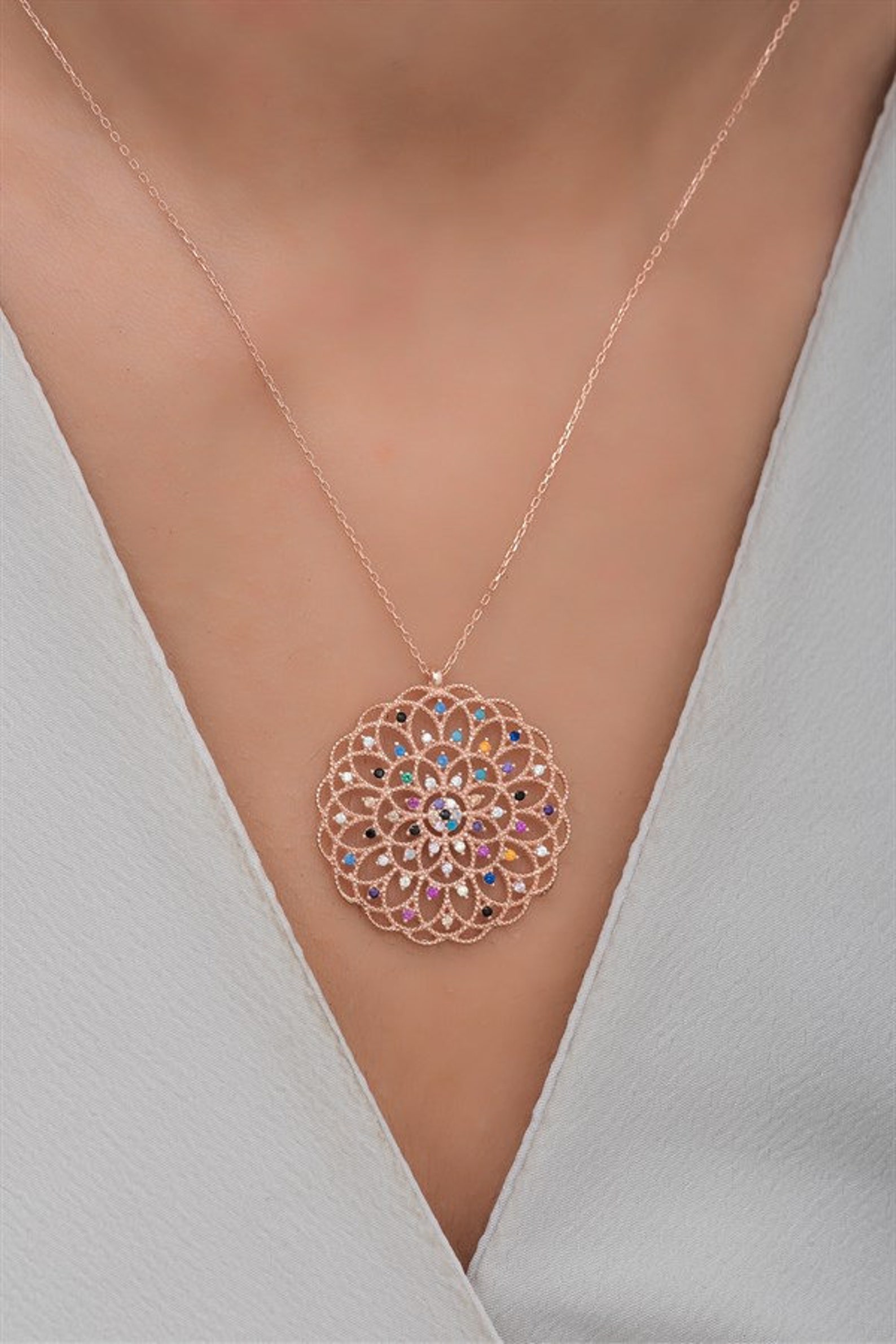 Silver Islamic Pattern Necklace Handcrafted Indian Pattern Necklace ...