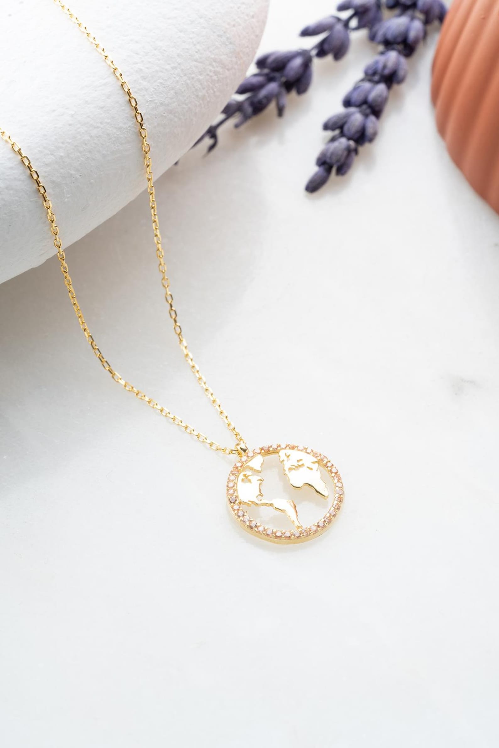 Gold Earth Necklace ~ Unique World Map Necklace ~ Delicate Globe ...