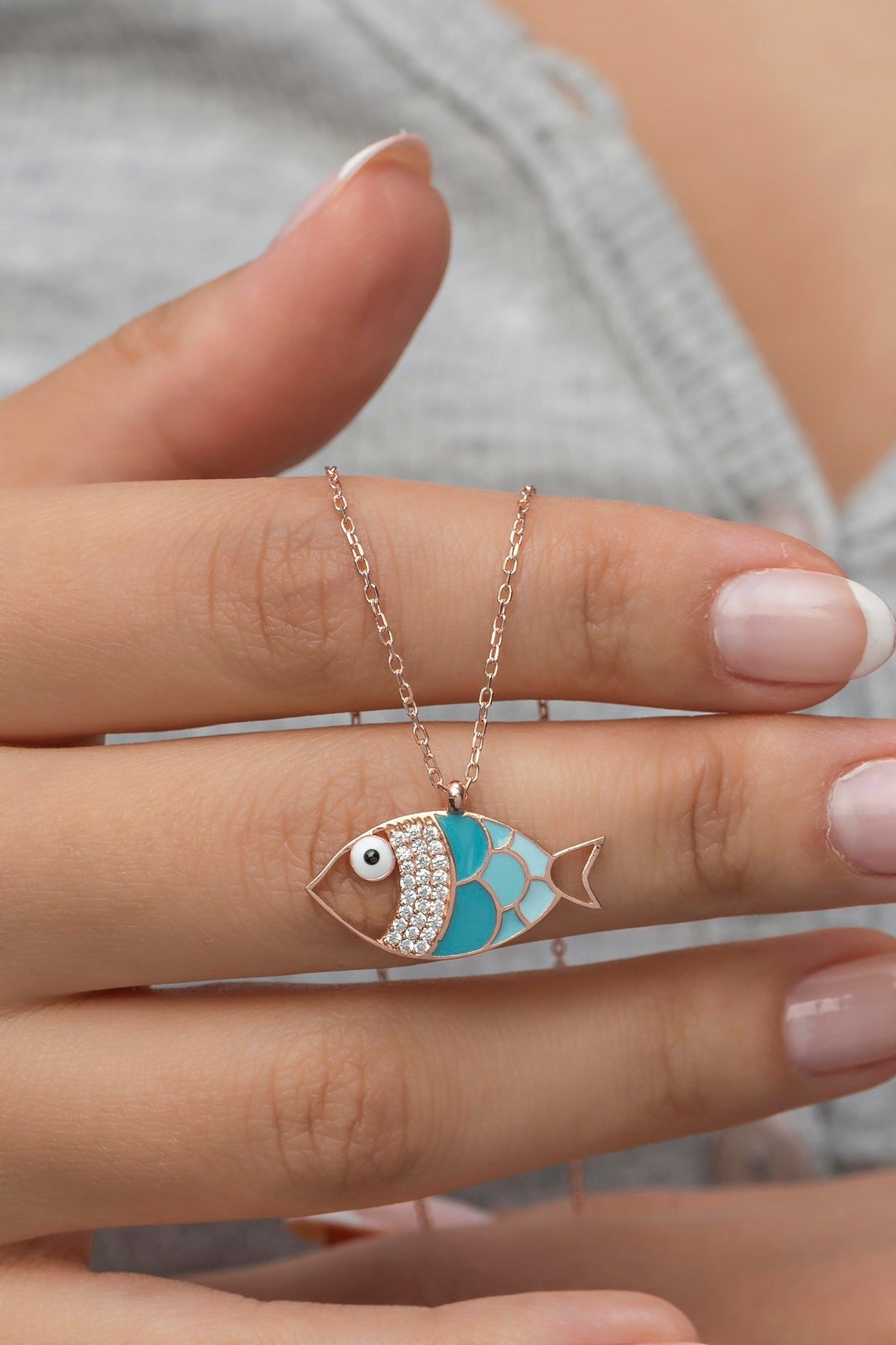 Silver Fish Necklace Pendant Gold Fish Necklace Pendant Silver Fisher ...