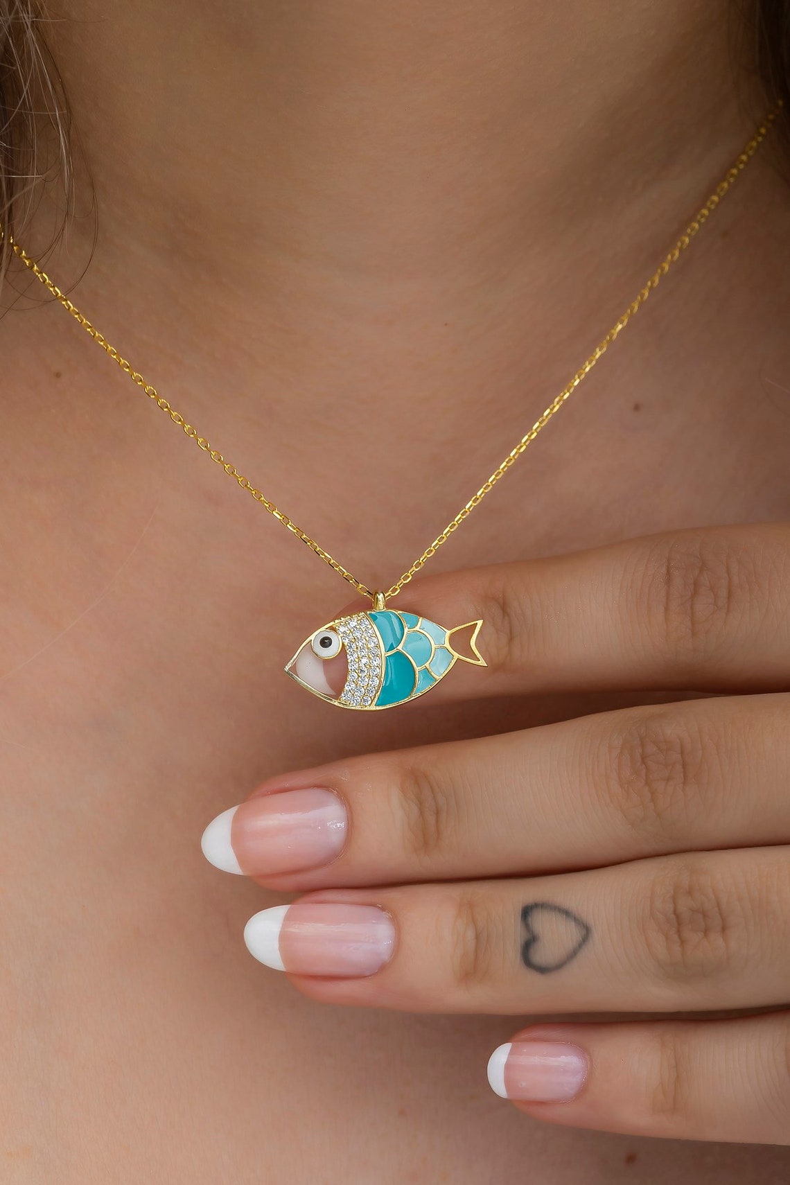 Silver Fish Necklace Pendant Gold Fish Necklace Pendant Silver Fisher ...