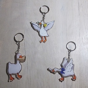 Cute Acrylic Charm Keychain Inspired by Untitled Goose Game - Etsy