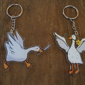 Cute Acrylic Charm Keychain Inspired by Untitled Goose Game - Etsy