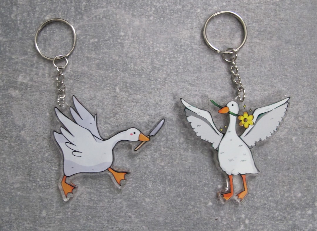 Cute Acrylic Charm Keychain Inspired by Untitled Goose Game - Etsy