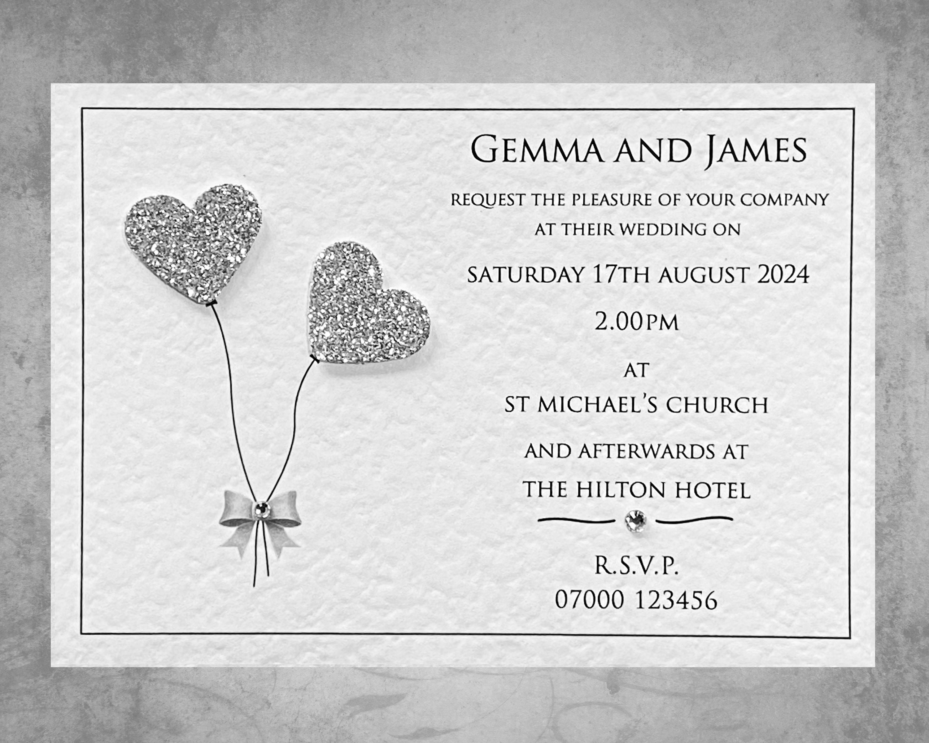 Wedding Invitation Typography Elegant Pink Heart Wedding Invitation