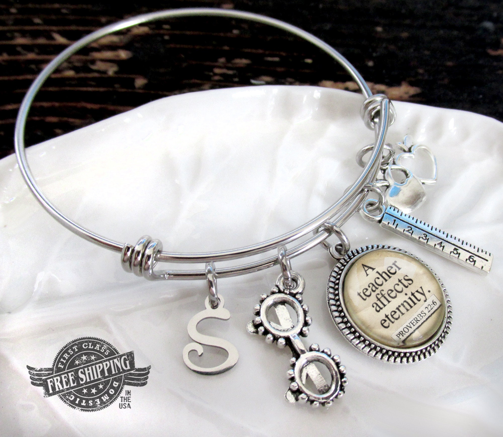 TEACHER CHARM BRACELET Teacher Jewelry Gift For Teacher A Teacher Affects Eternity Proverbs 22 6 Gifts for Her Teacher Appreciation Etsy