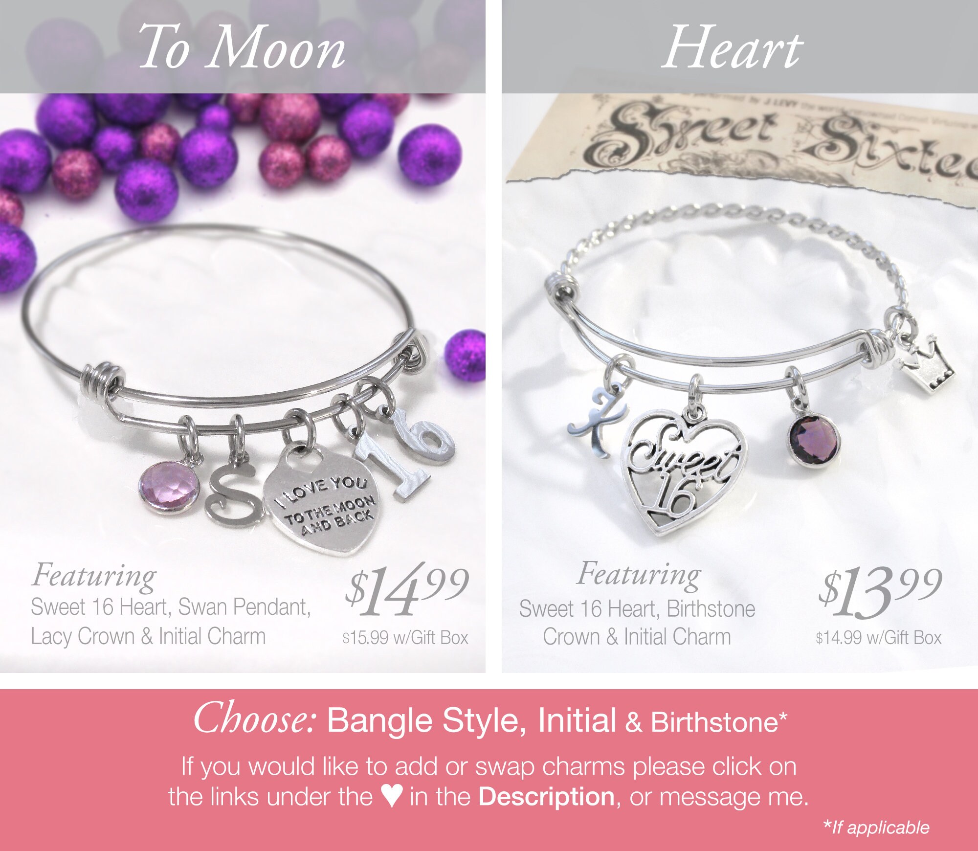 SWEET 16 CHARM Bracelets, Sweet 16 Bracelet, Sweet 16 Jewelry, Sweet 16 ...
