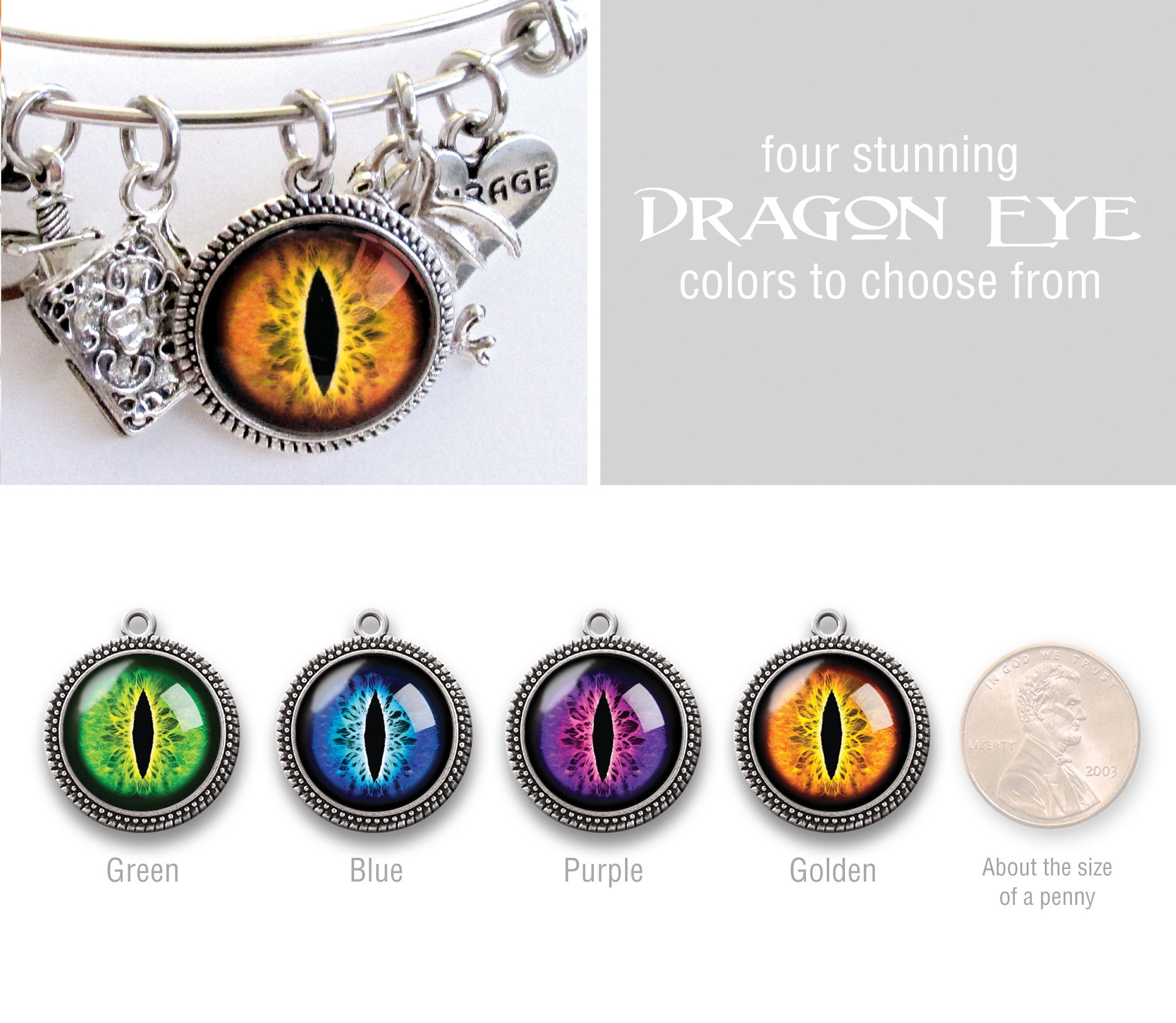 DRAGON EYE BRACELET, Dragon Charm Bracelet, Dragon Gift for Her, Dragon ...