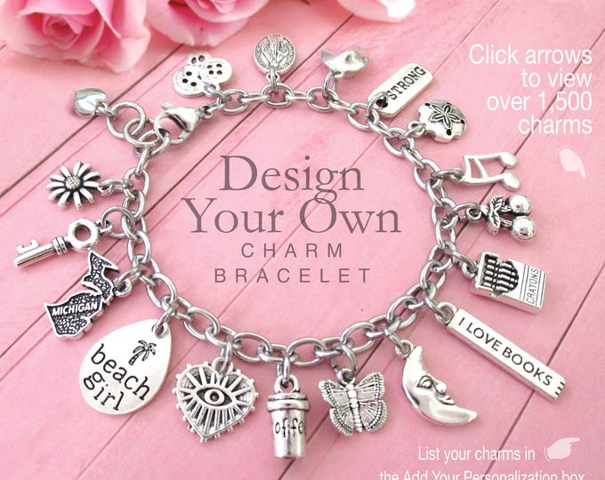 Build Your Own Custom Charm Bracelet. Gold Charm Bracelet. Custom Charm ...
