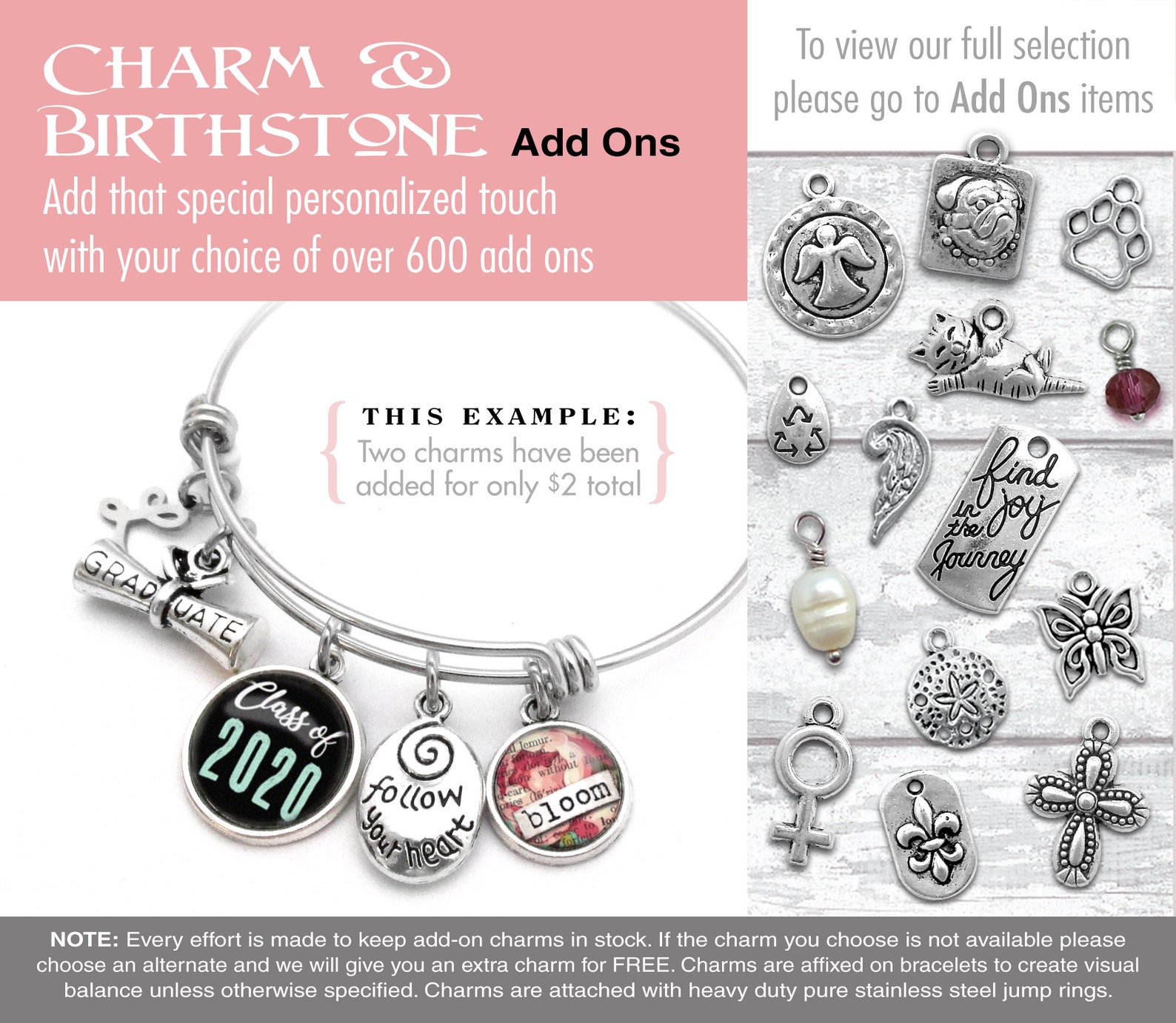 GRADUATION CHARM BRACELET Class of 2019 Senior Graduation | Etsy