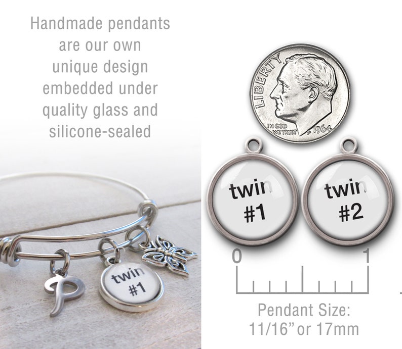 TWINS CHARM BRACELETS, Twin #1, Twin #2, Gifts for Twins, Sister ...