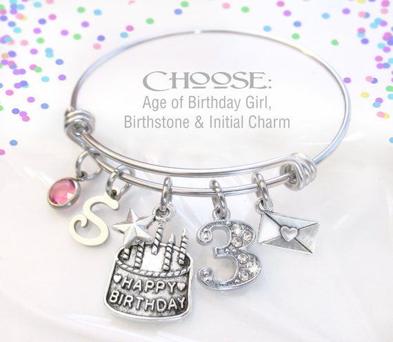 BIRTHDAY BRACELET Birthday Charm Bracelet Choose Age - Etsy