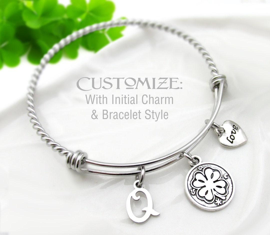 GOOD LUCK CHARM Bracelet, Stay Safe, Gift for Her, Choose Your Initial ...