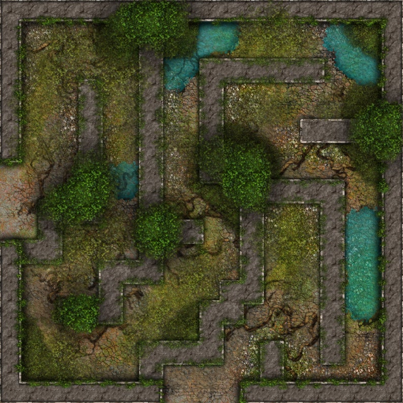 25 Different Gridless Maps Modular Overgrown Ruins Bundle for Digital ...