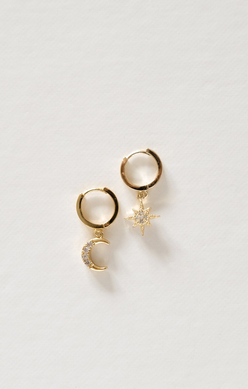 Mond & Stern Creolen aus Metall mit vergoldeten oder | Etsy