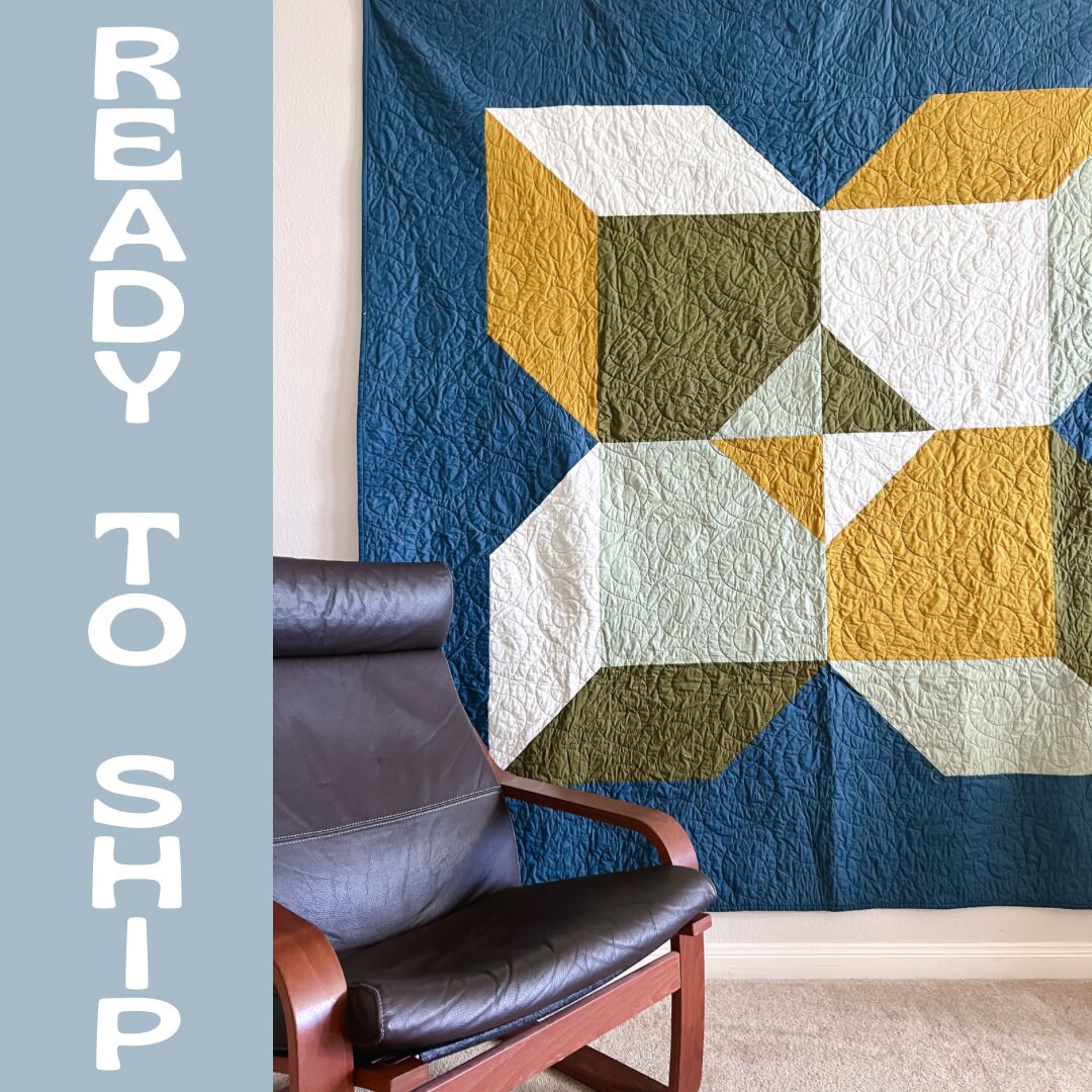 Finished Handmade Queen Size Quilt // Handmade Modern Quilt // Modern ...