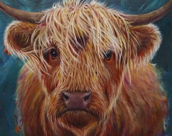 Hairy Coo Print - Highland Cow Art, Scottish Wildlife Decor, Rustic ...