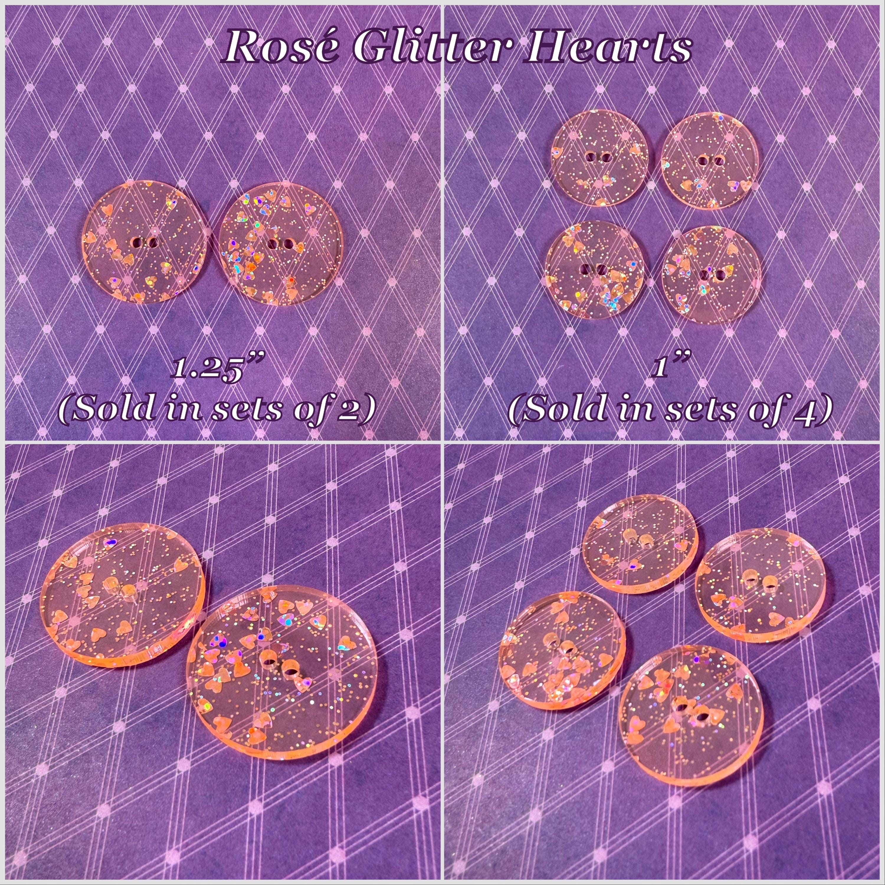 Limited Edition Holo Heart Glitter Buttons - Etsy