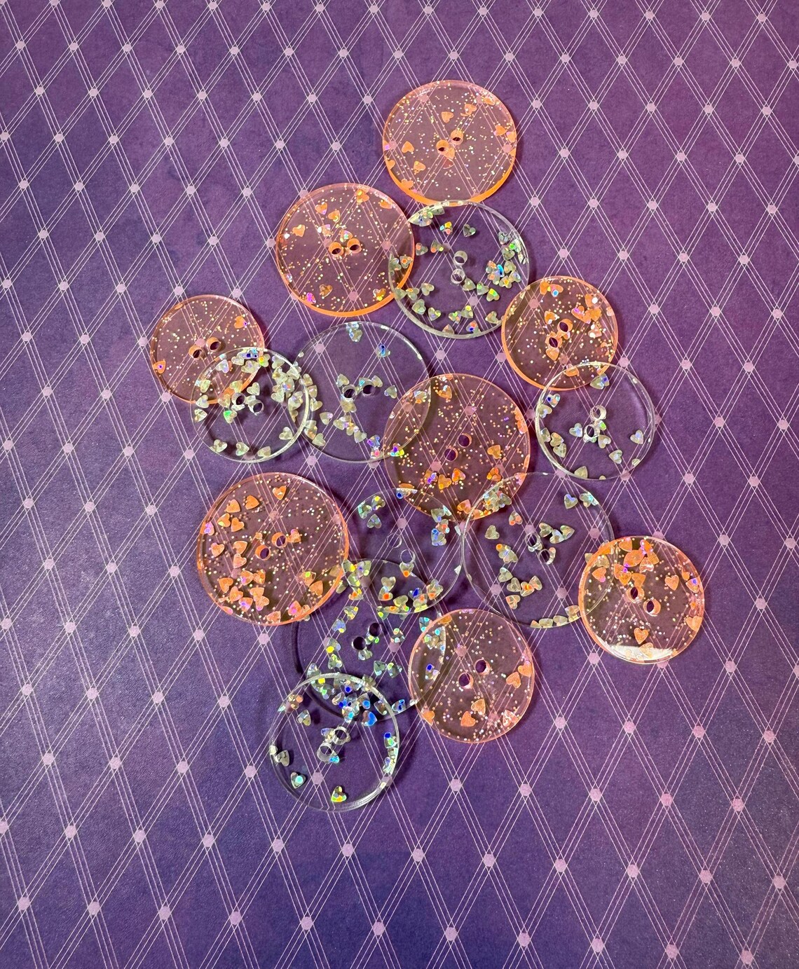 Limited Edition Holo Heart Glitter Buttons - Etsy