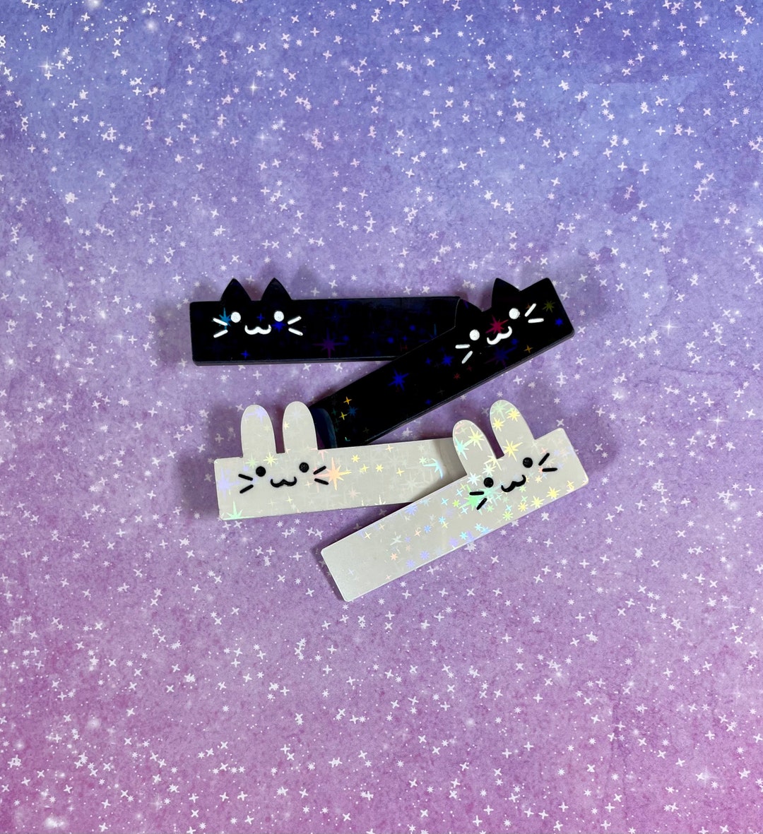 Holo Bunny and Kitty Clips - Etsy