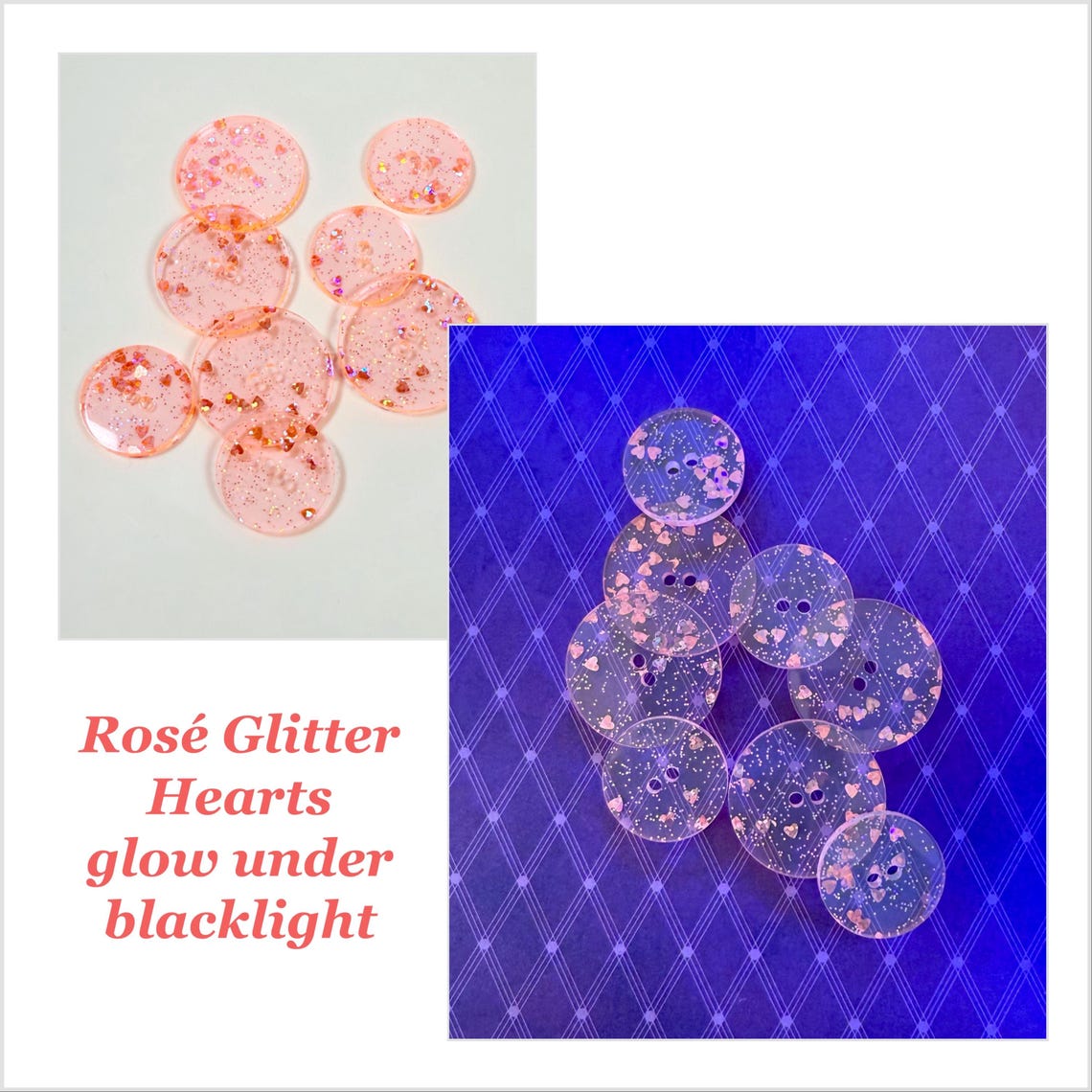 Limited Edition Holo Heart Glitter Buttons - Etsy