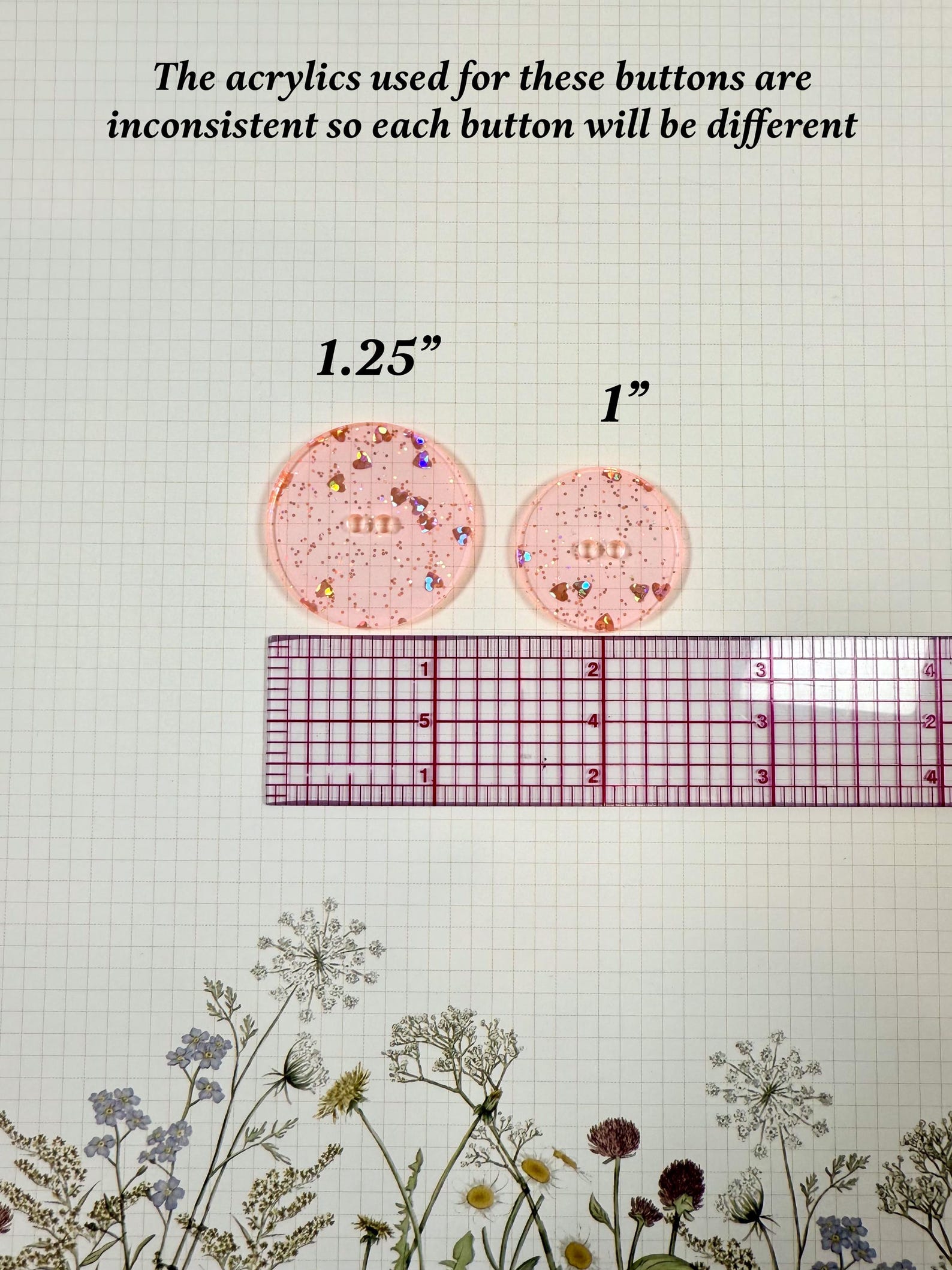 Limited Edition Holo Heart Glitter Buttons - Etsy