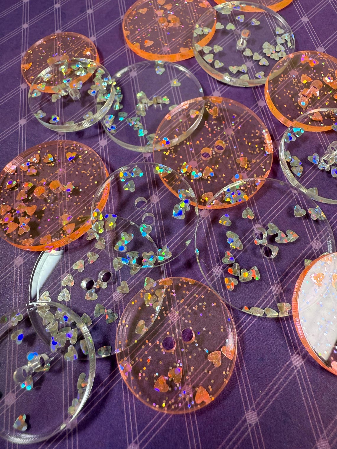 Limited Edition Holo Heart Glitter Buttons - Etsy