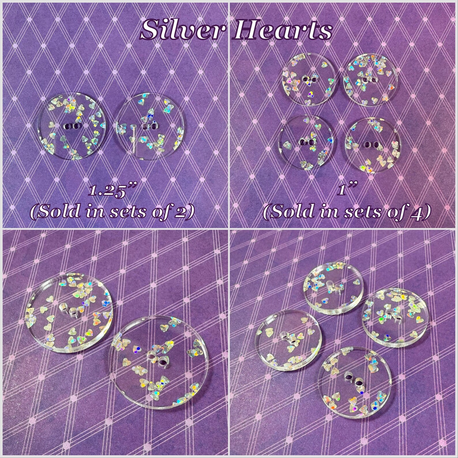 Limited Edition Holo Heart Glitter Buttons - Etsy