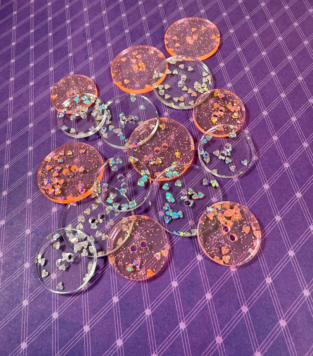Limited Edition Holo Heart Glitter Buttons - Etsy