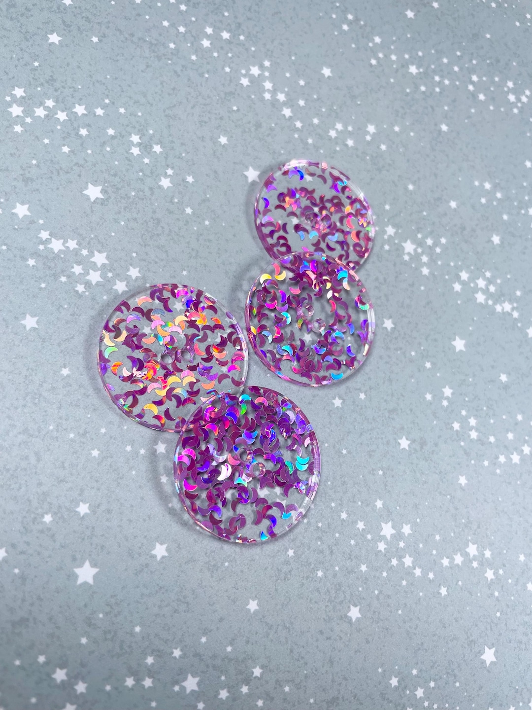 Limited Edition Pink Moon Glitter Buttons - Etsy
