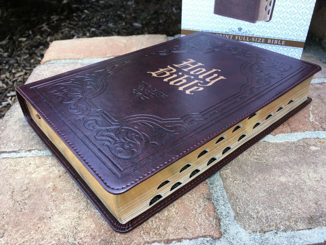 Personalized KJV Bible: Brown Embossed Cover, Giant Print, Thumb ...