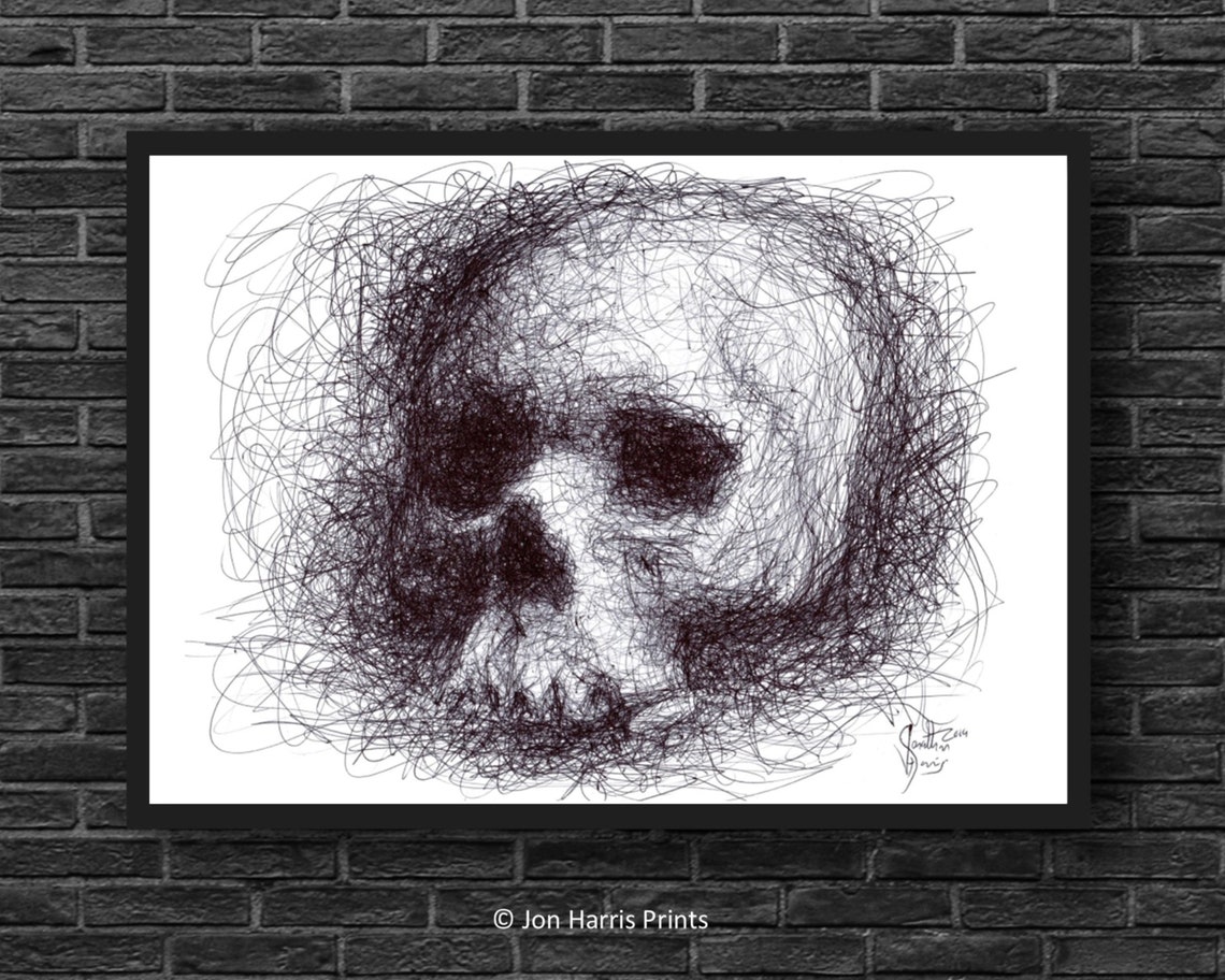 Skull Drawing Scribble Art Drawing Printable Art Skull | Etsy