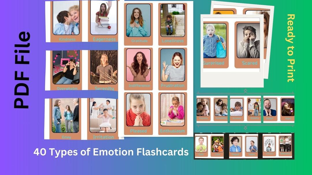 40 Types of Emotion Flashcards Educational Flashcards Printable PDF ...