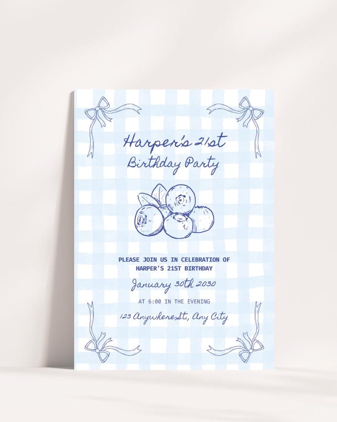 Editable Blueberry Birthday Invitation Canva Template | Custom Birthday ...