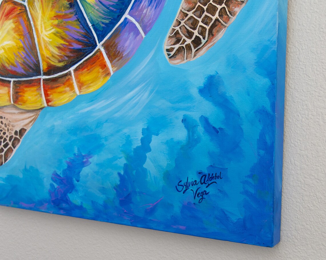 Fire Turtle, Colorful Turtle, Sea Turtle Art, Tropical Colors, Ocean ...