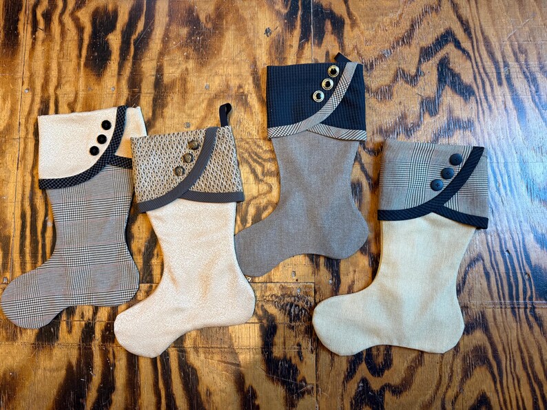 Black and Gold Stockings | Set of 4 | Handmade Christmas Home Decor - Etsy
