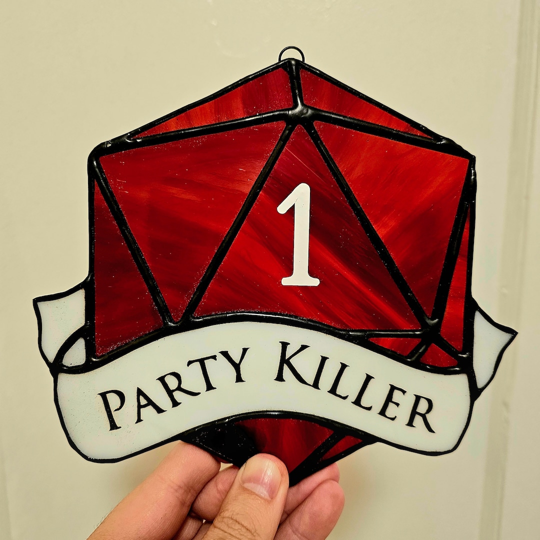 D20 Party Killer Stained Glass Suncatcher Twenty Sided Dice Dungeons ...
