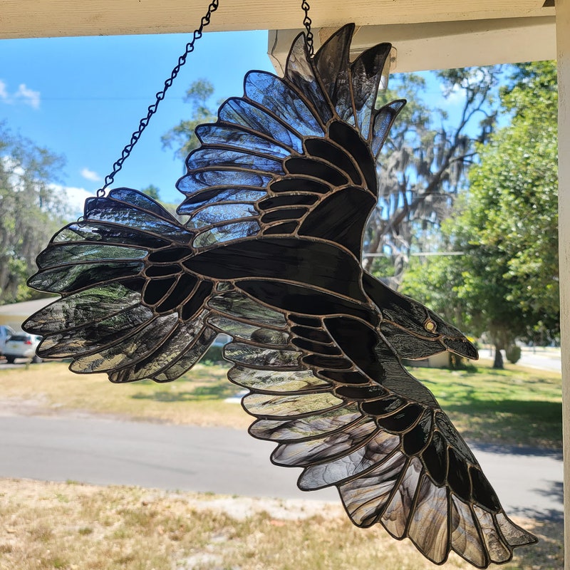 Stained Glass Raven - Etsy